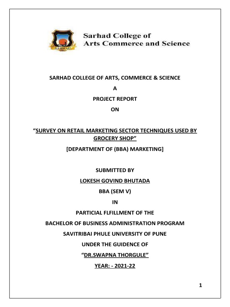 Lokesh Marketing Project 2120 | PDF | Retail | Grocery Store