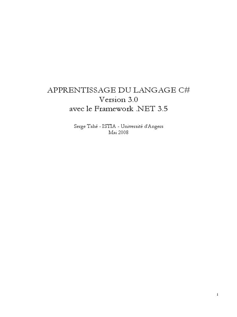 Csharp 2008 | PDF | C (Langage de programmation) | C# (Langage de programmation)