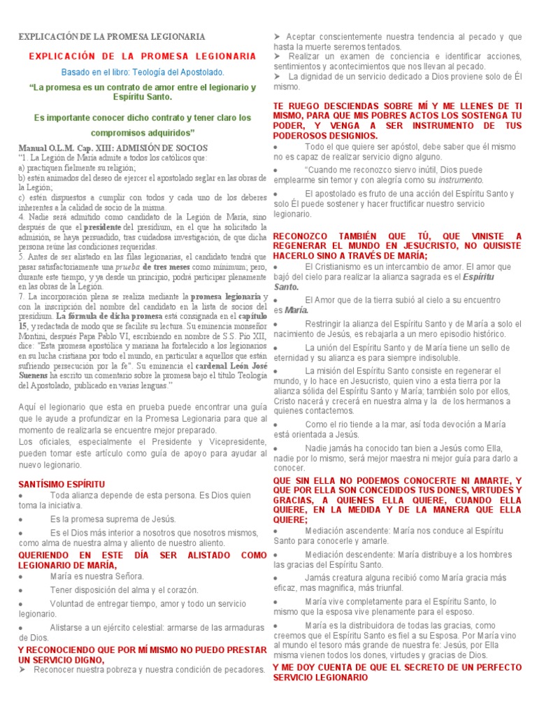 Explicación de La Promesa Legionaria | PDF
