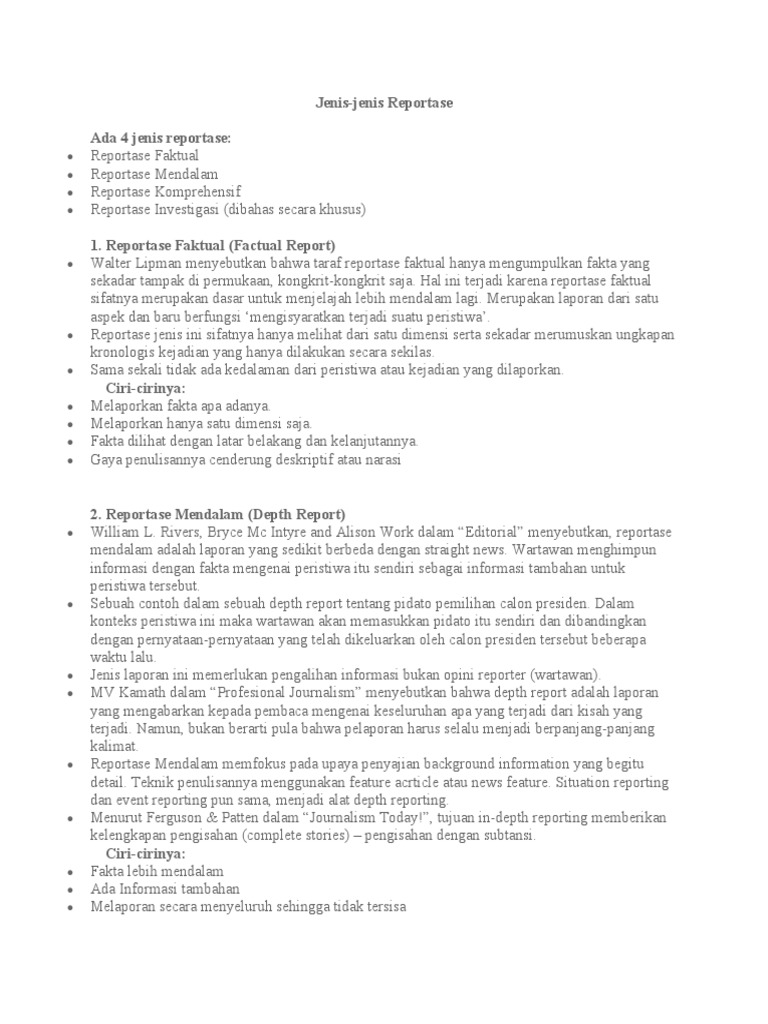 Jenis Reportase | PDF | Politik