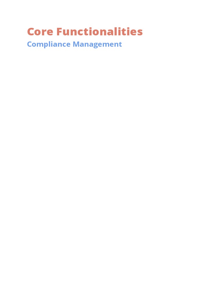 Core Functionalities: Compliance Management | PDF | Regulatory ...