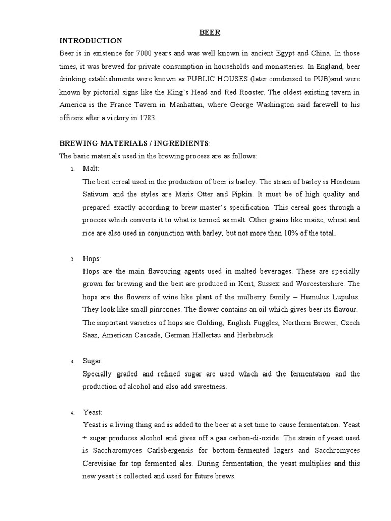 BEER | PDF | Brewing | Beer