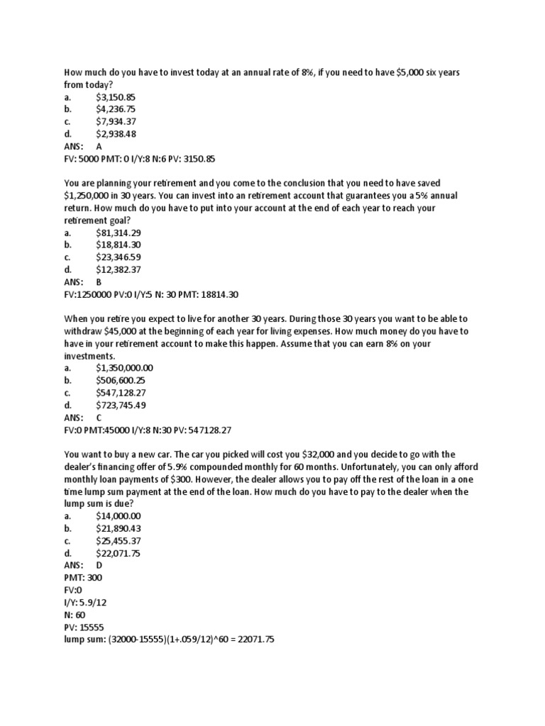 Quiz #3.2-Time Value of Money-Solutions | PDF | Present Value | Debt