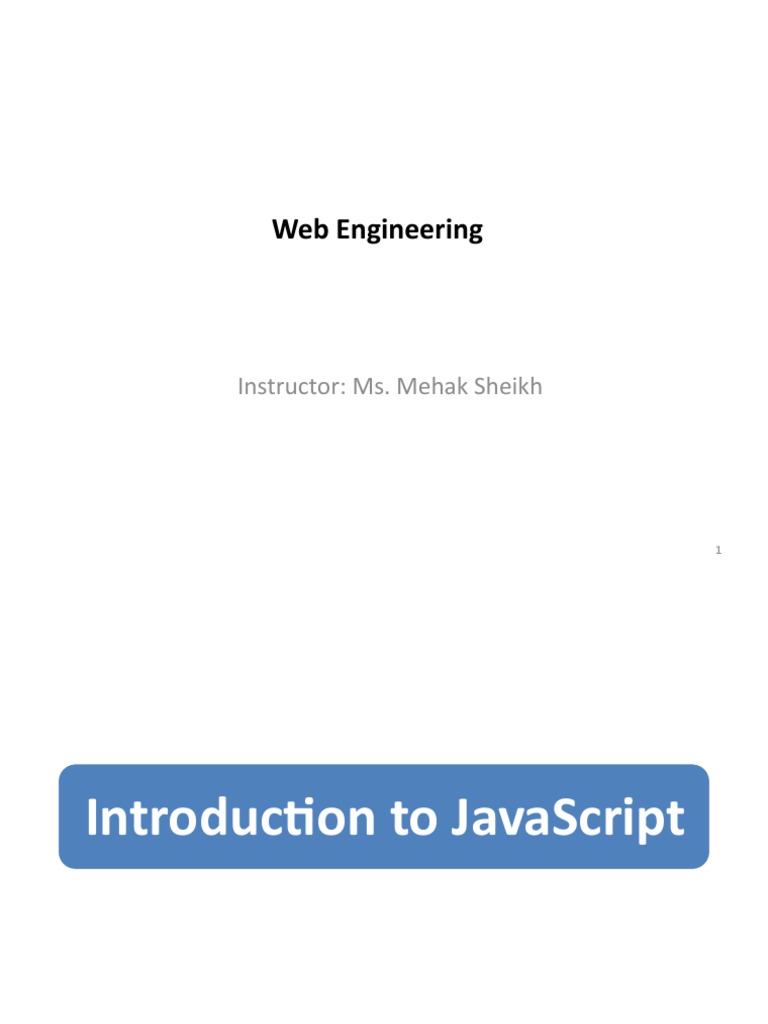 Lect 11 (Introduction To JavaScript) | PDF | Java Script | Html