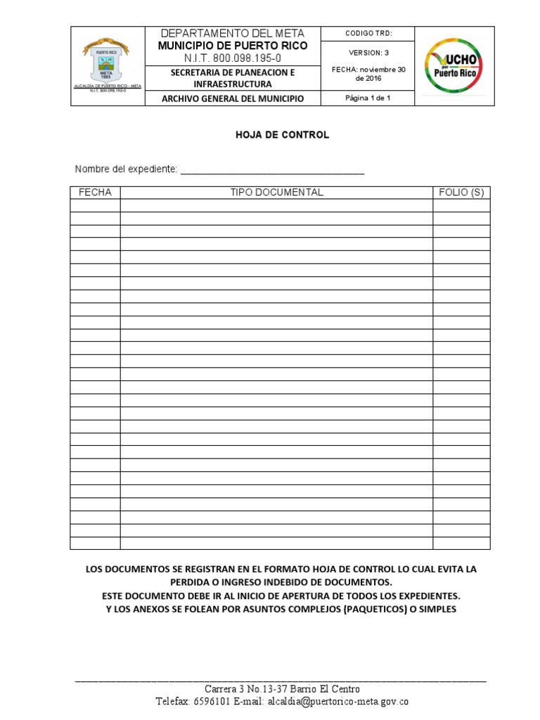 Hoja de Control | PDF