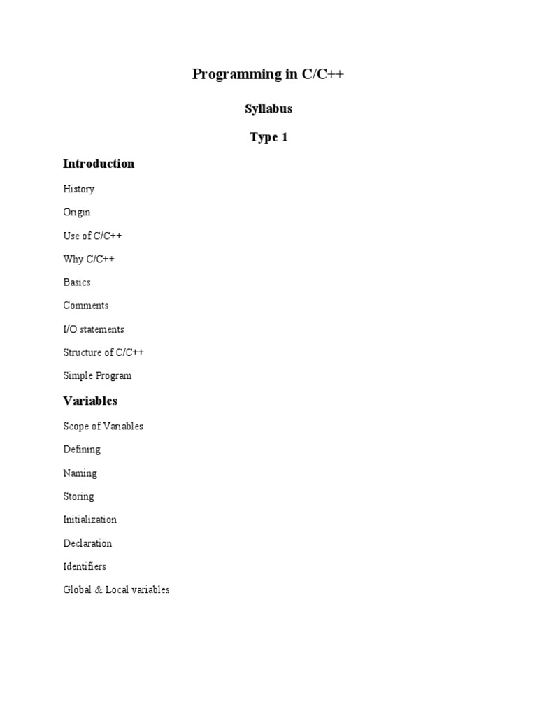 Cc Programming Syllabus And Topics Pdf C Pointer Computer