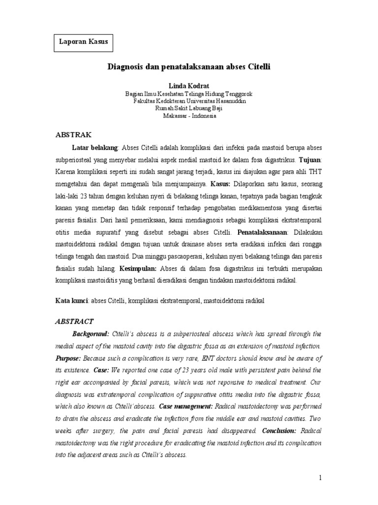 Abses Citelli Linda Kodrat2 | PDF | Ilmu Sosial | Kesehatan Holistik