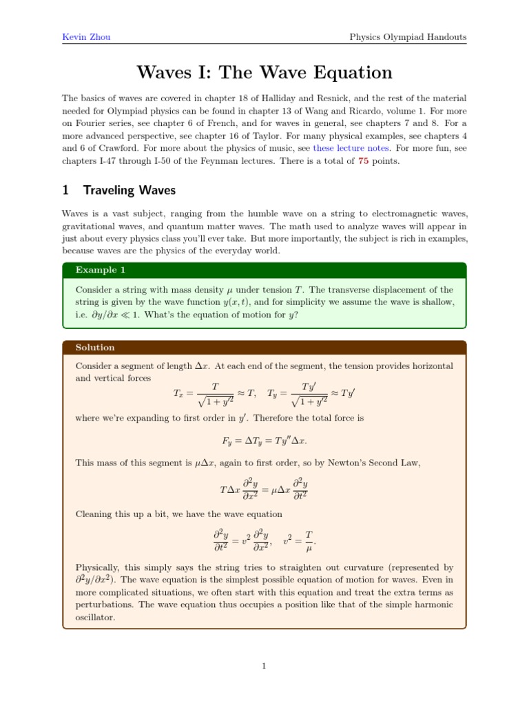 Waves I: The Wave Equation | PDF | Waves | Wave Equation