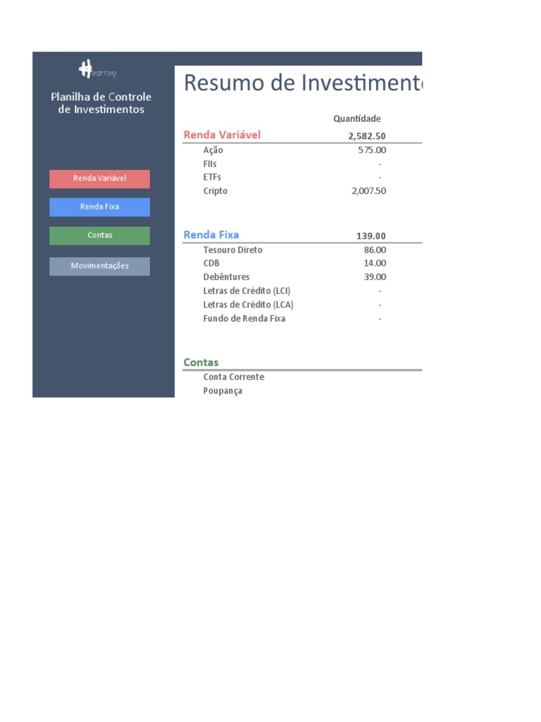 Planilha de Investimentos-1 | PDF | Renda fixa | Câmbio de fundo comercial