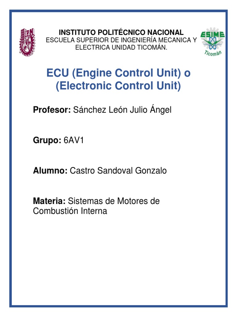 ECU (Engine Control Unit) o (Electronic Control Unit) | PDF | Máquinas ...