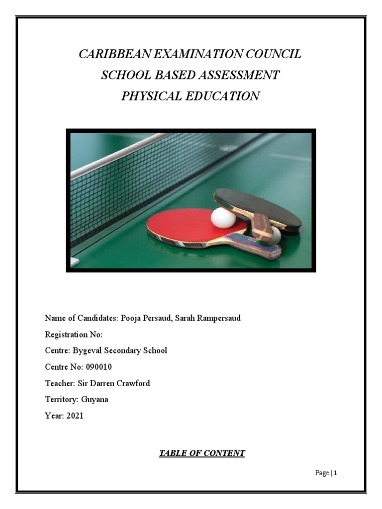 Table Tennis SBA Report 2021 | PDF