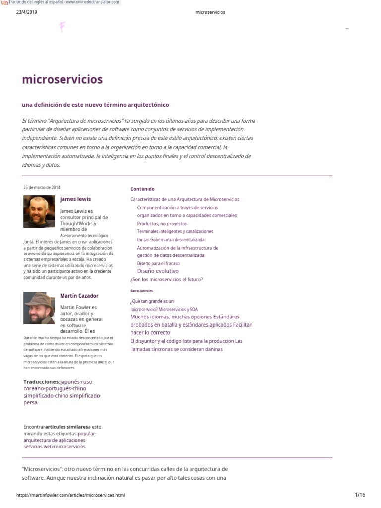 cl1 Martin Fowler Microservices - En.es | PDF | Software | Software de ...