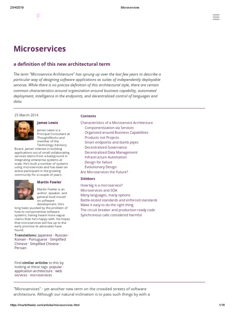 Microservices: A de Nition of This New Architectural Term | PDF ...