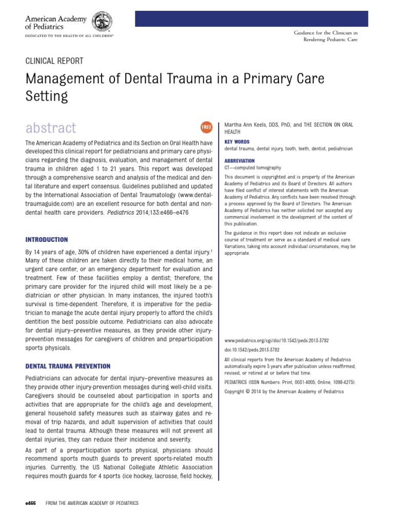 Pediatric Dental Trauma | PDF | Medical Specialties | Tooth