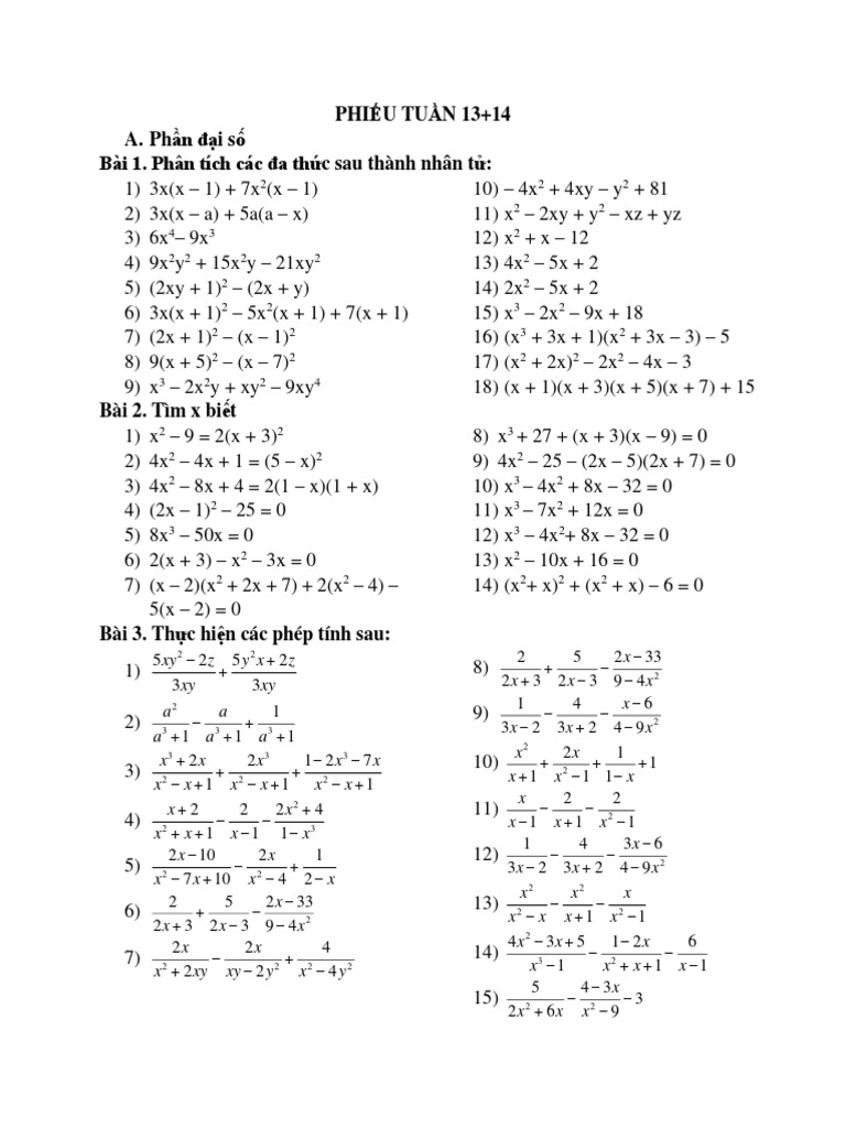 Phiếu tuần 13+14 lop 8 | PDF