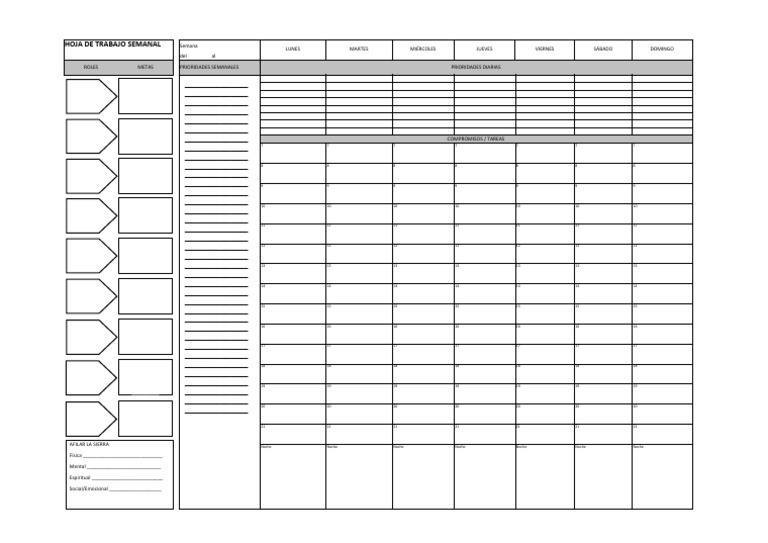 Hoja de Trabajo Semanal
