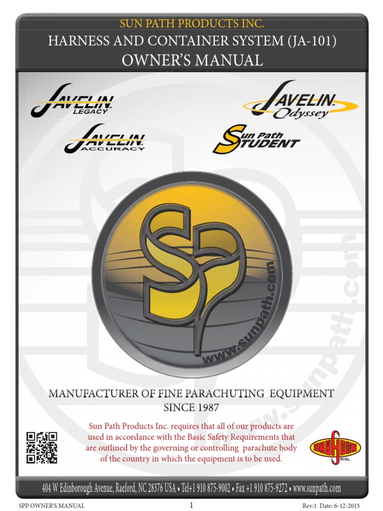 Sun Path Harness Owner's Manual | PDF | Parachute | Parachuting