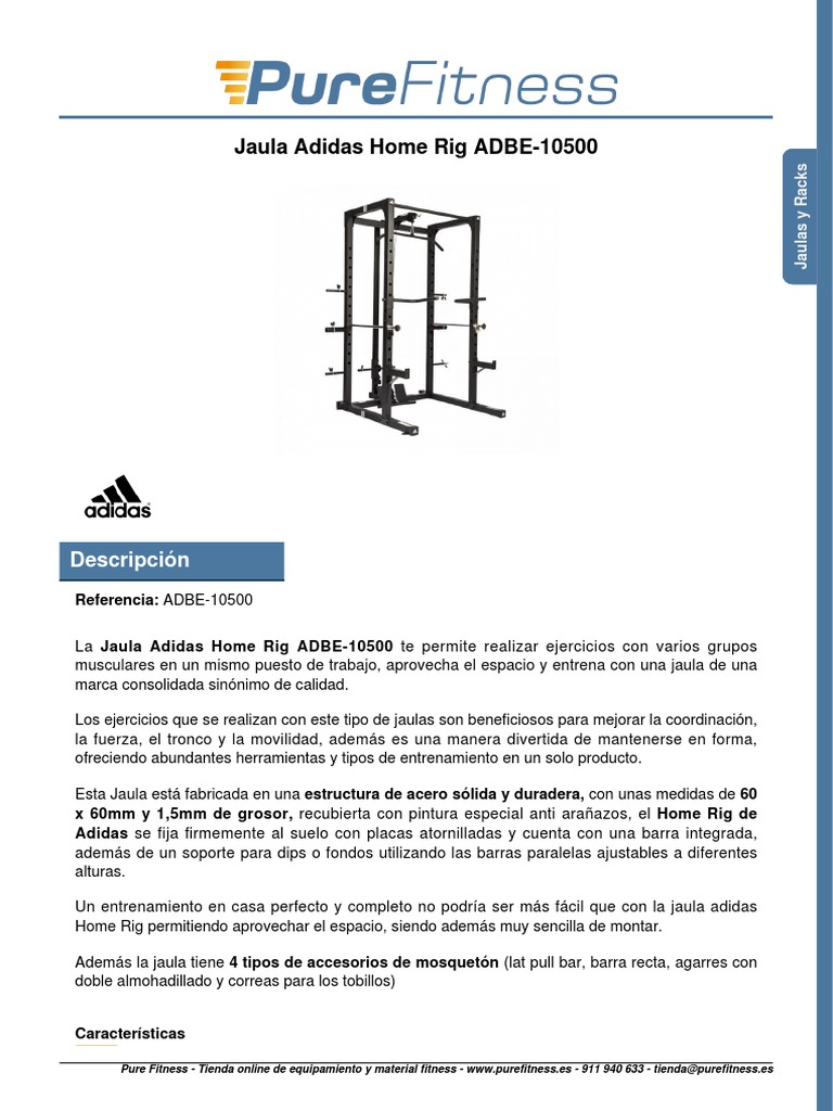 Jaula Adidas Home Rig ADBE-10500: Descripción | PDF | Aptitud física
