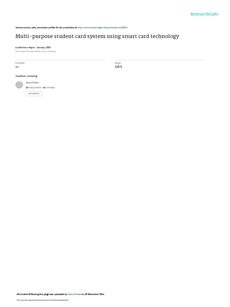 Multi Purpose Student Card System Using Smart Card Technology Omar ...
