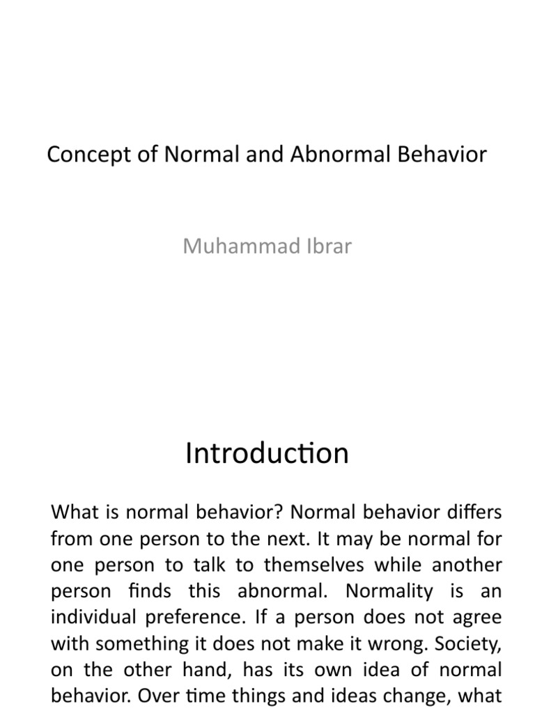 Lecture 20 Concept of Normal and Abnormal Behavior | PDF | Psychology ...