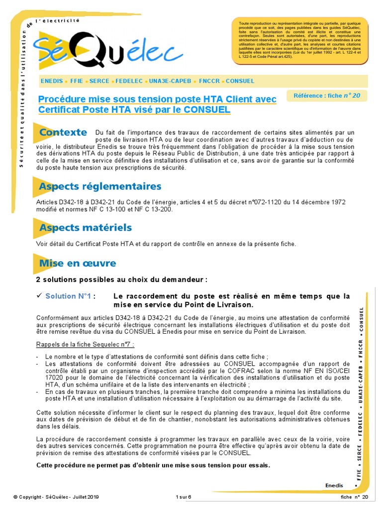 SeQuelec Fiche 20 | PDF | Organisation internationale de normalisation