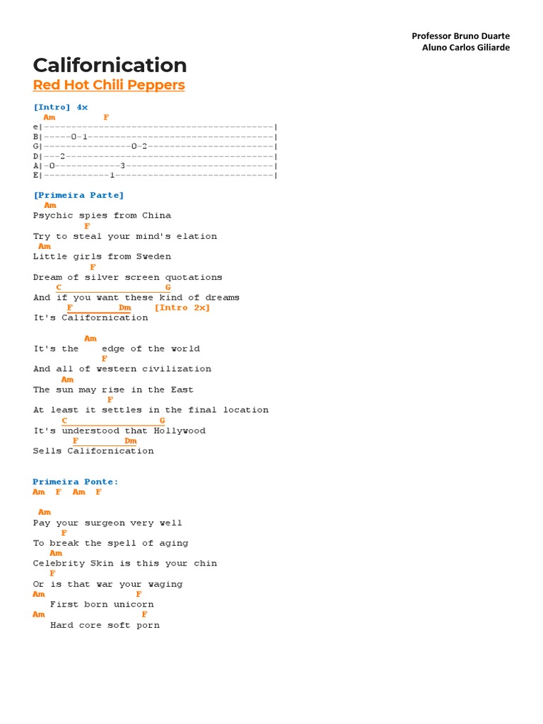 Californication: Red Hot Chili Peppers | PDF