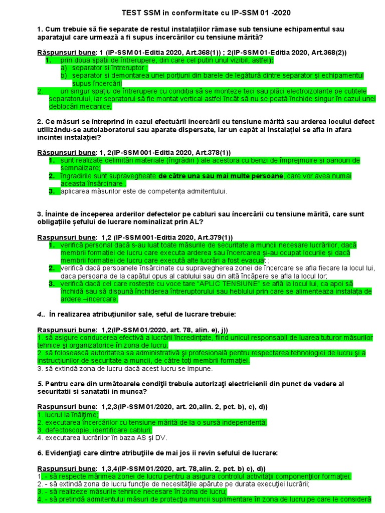 Test IP-SSM 01 Cu Raspunsuri | PDF