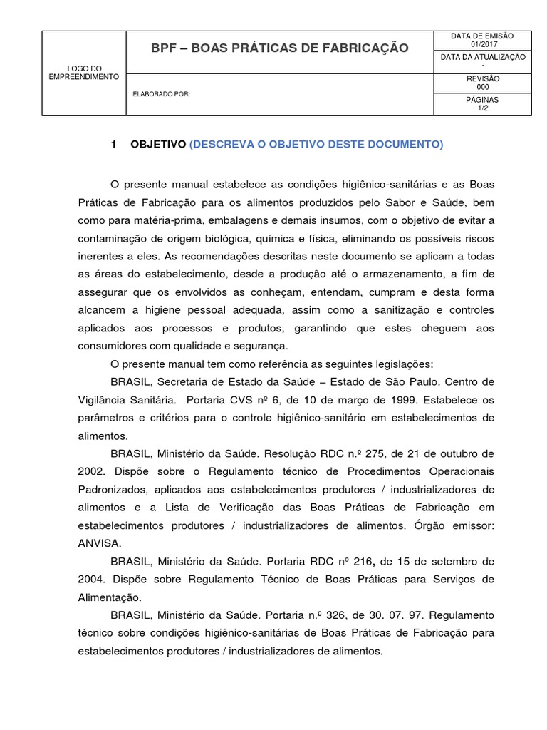 Modelo Manual BPF | PDF | Desperdício