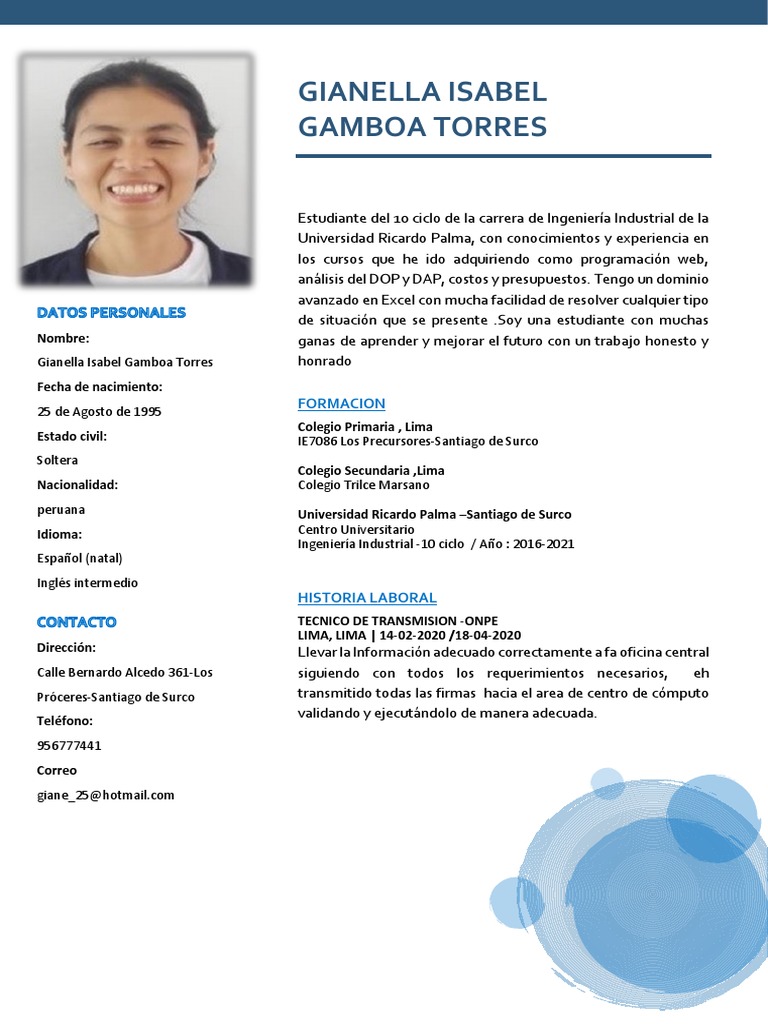 CV Practicante | PDF | Lima | Ciencias de la Computación