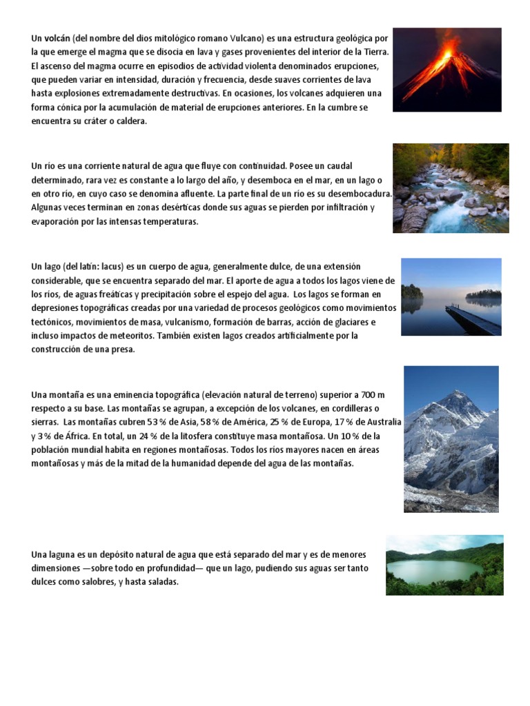 Diferencias entre volcanes y montañas | PDF | lago | Volcán