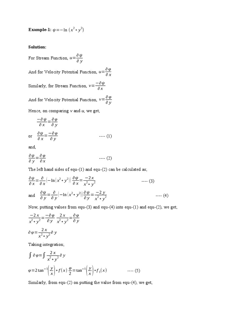 Phi Derivation From Psi - Stream Function and Velocity Potential ...