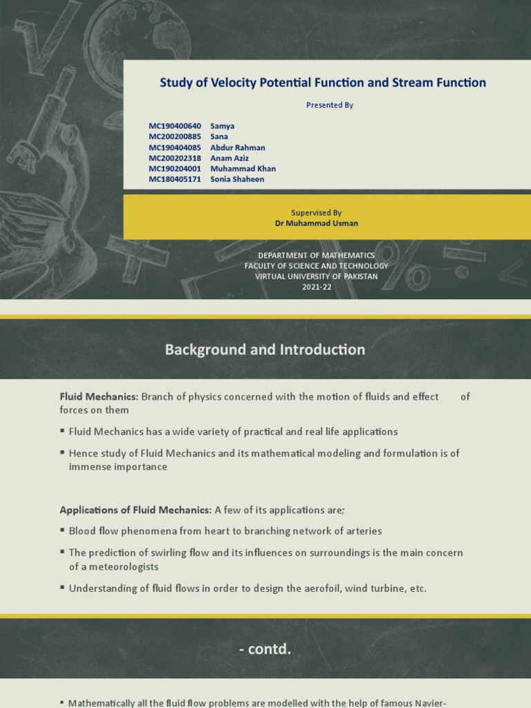 Study of Velocity Potential Function and Stream Function - Final Presentation | PDF | Fluid ...