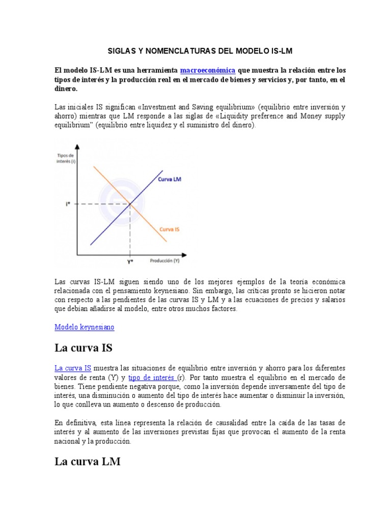 Siglas y Nomenclaturas Del Modelo Is | PDF | Equilibrio económico ...