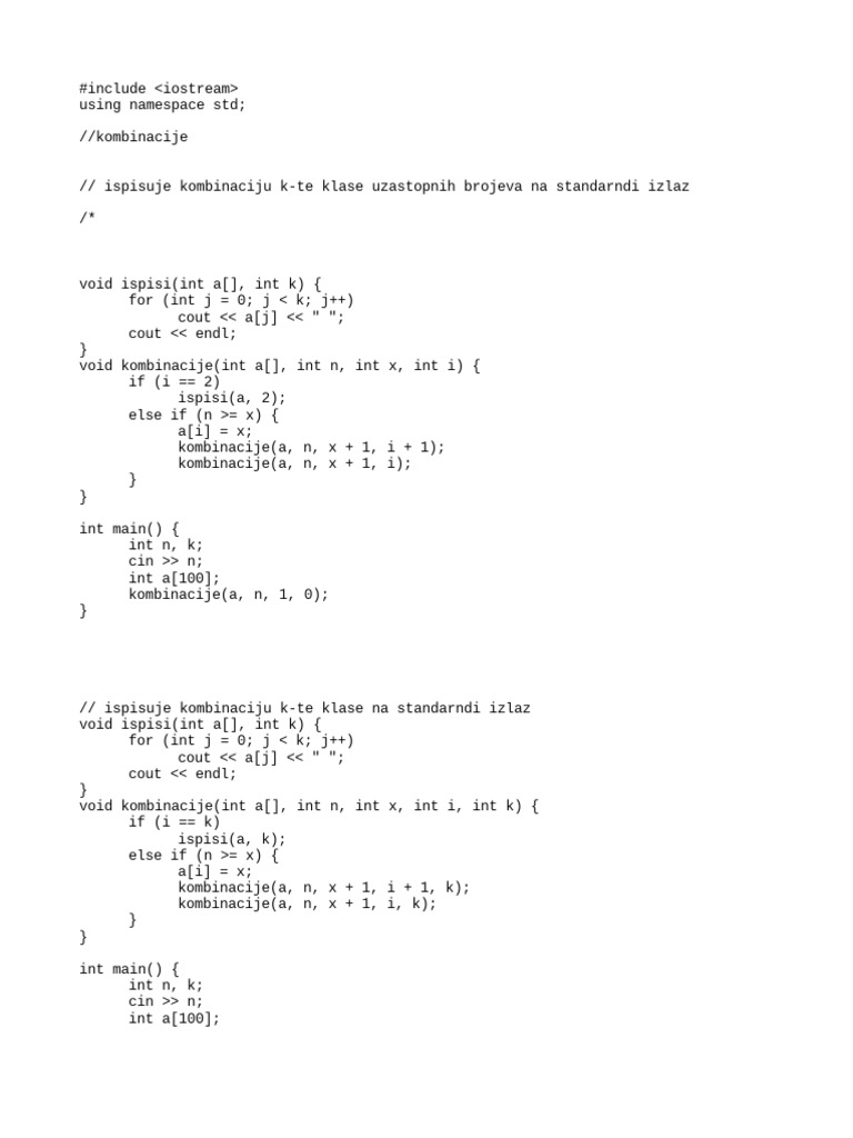 Kombinacije, Permutacije, Varijacije | PDF