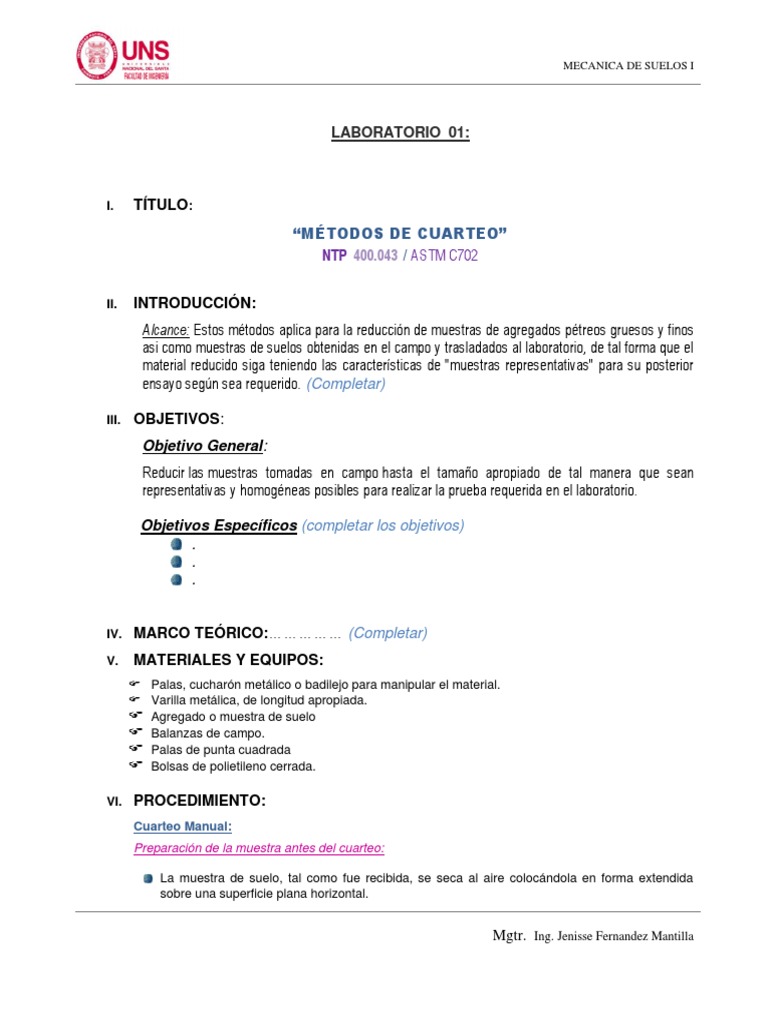 Laboratorio 01 - Cuarteo | PDF | Laboratorios
