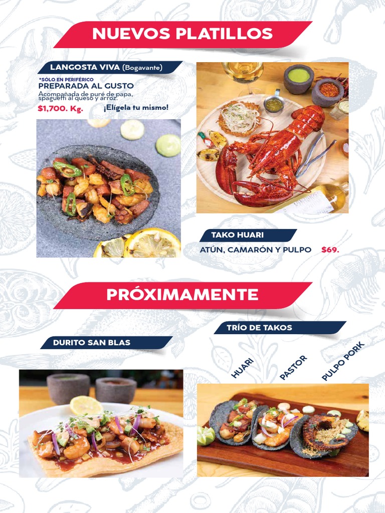 MENU 2022 Ok Ok2 | Descargar gratis PDF | Mariscos | Taco