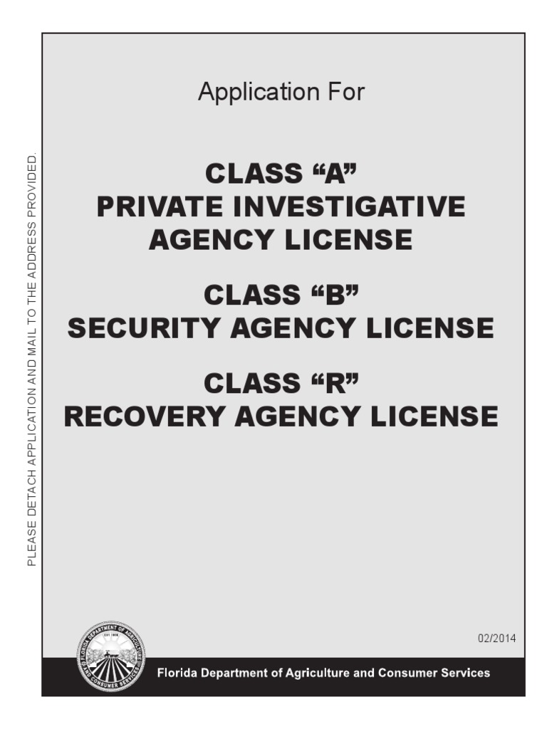 Class "A" Private Investigative Agency License Class "B" Security ...