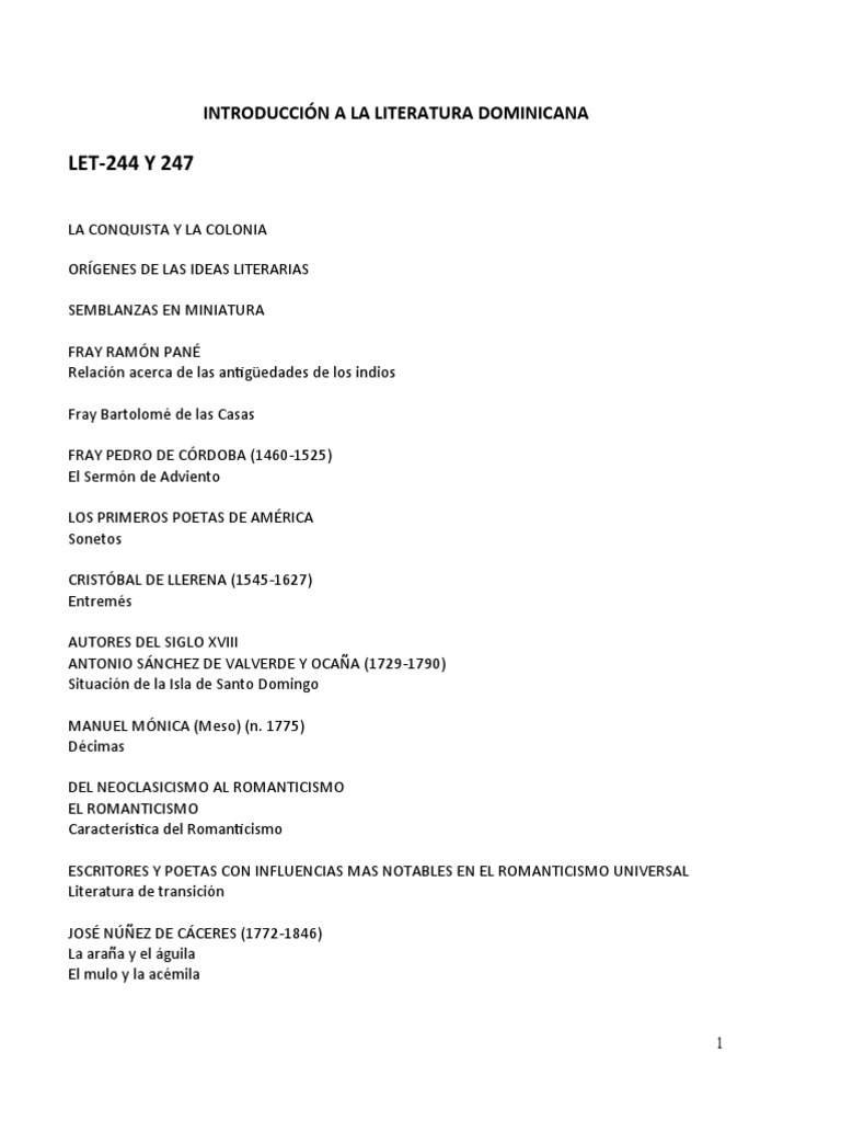 Literatura Dominicana, LECTURAS | PDF | República Dominicana | Imperio ...