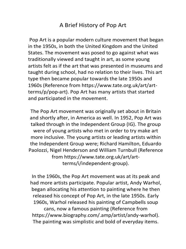 Pop Art Essay - Mark | PDF | Andy Warhol | Aesthetics