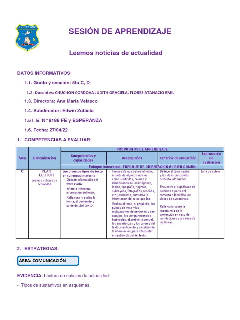 Noticias y Sustantivos en Clase | PDF | Ciencias sociales | Ciencia y ...