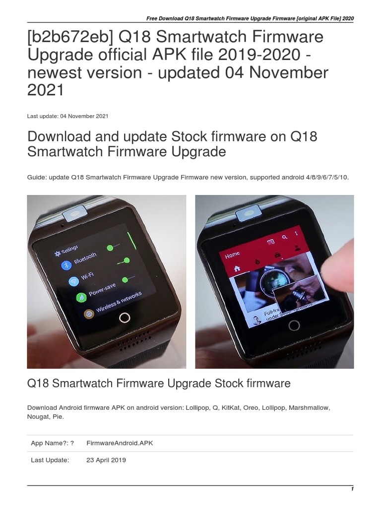 q18 Smartwatch Firmware Upgrade | PDF
