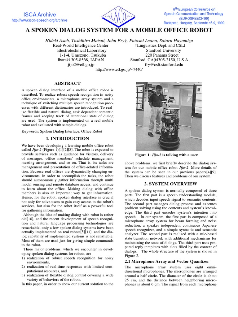 A Spoken Dialog System For A Mobile Office Robot | PDF | Parsing ...