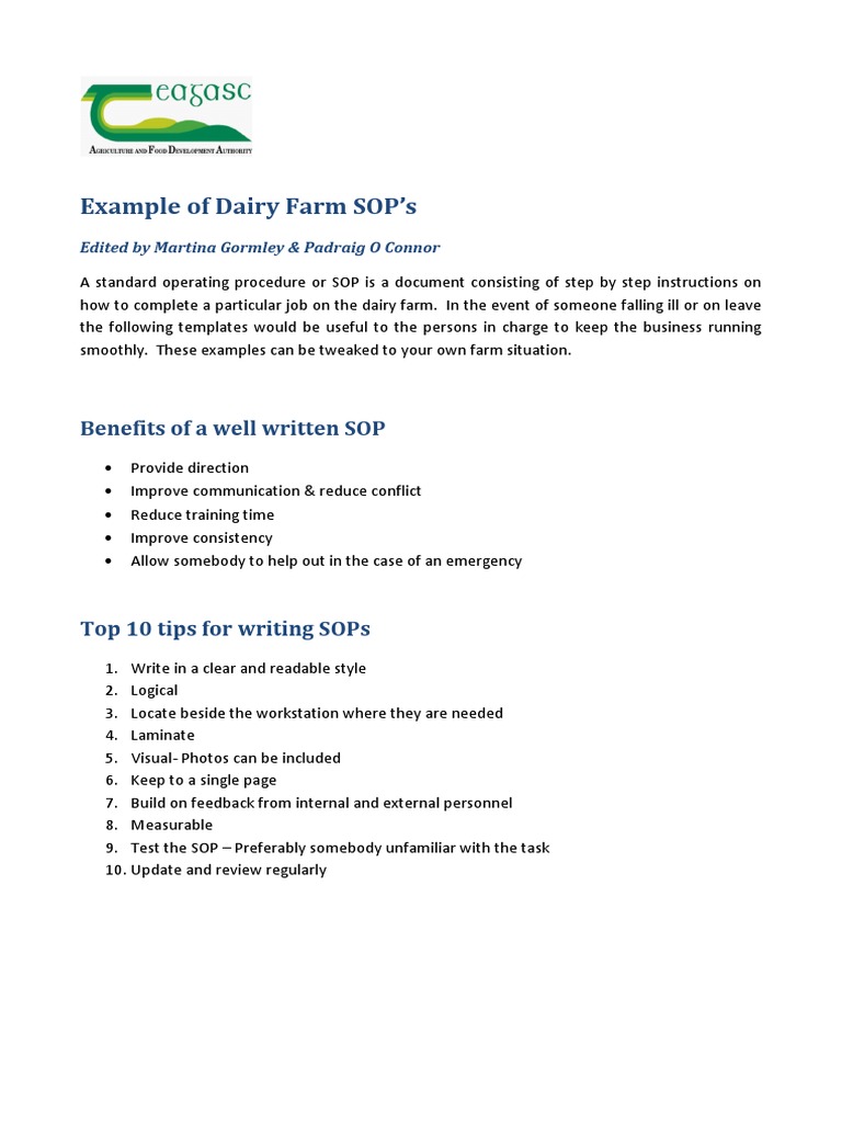 Top 10 Dairy Farm SOPs | PDF | Dairy | Calf