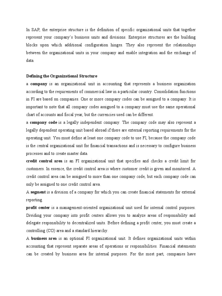 Enterprise Structure SAP | PDF | Income Statement | Financial Statement