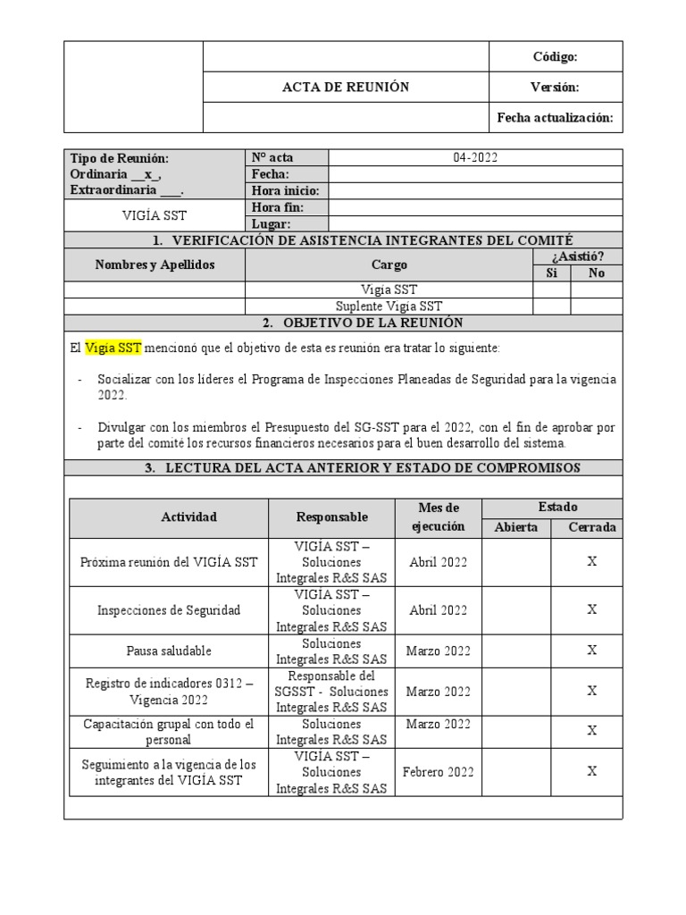 Acta 04 - 2022 | PDF | Presupuesto