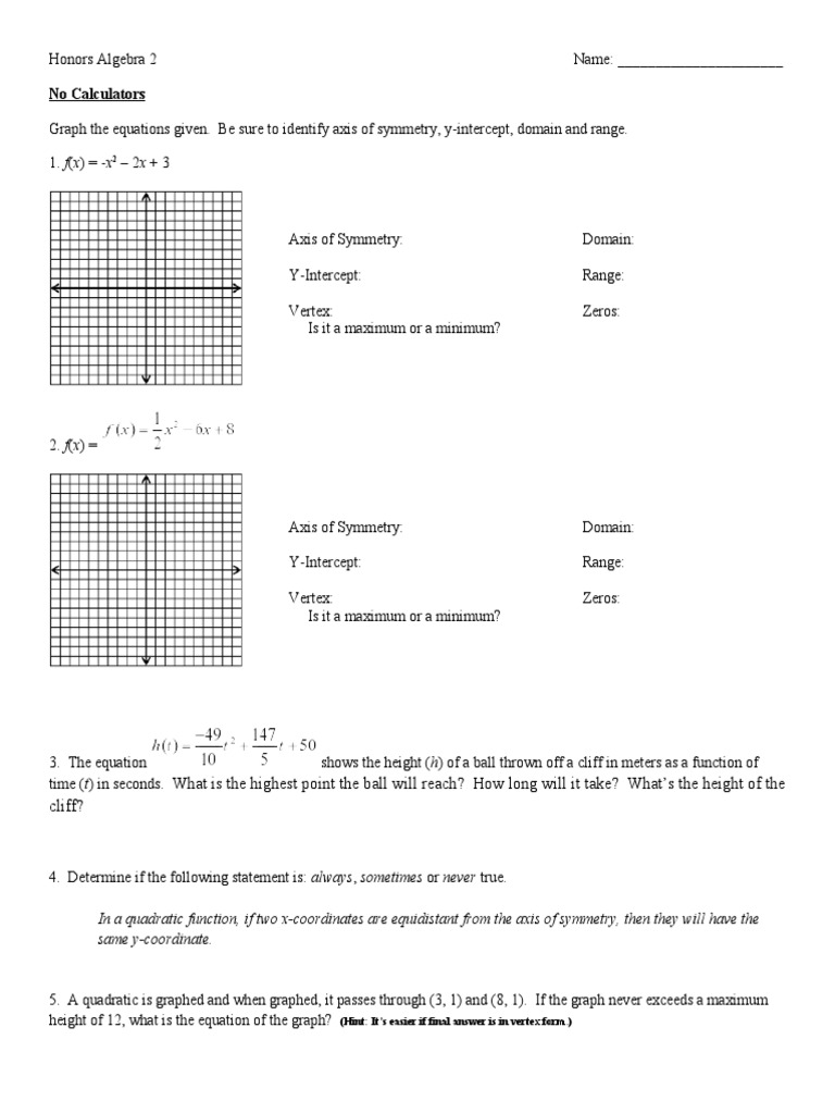No Calculators: What Is The Highest Point The Ball Will Reach? How Long ...