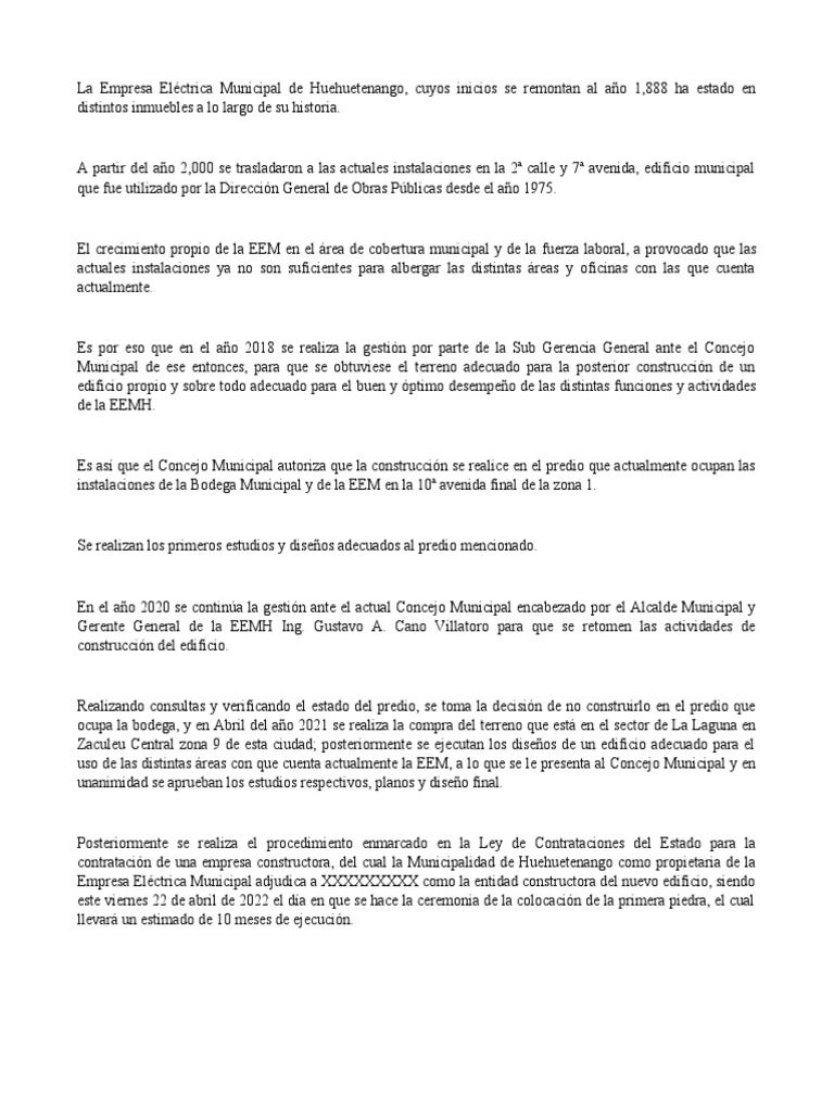 Construcción Nuevo Edificio EEMH 2022 | PDF | Finanzas y dinero | Hogar, jardinería y bricolaje