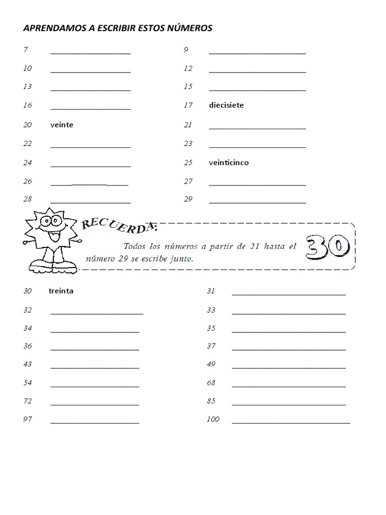 Aprendamos A Escribir Estos Números | PDF