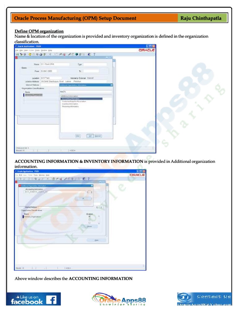 Oracle Process Manufacturing Opm Setup Documentpdf | PDF | Inventory | Cost