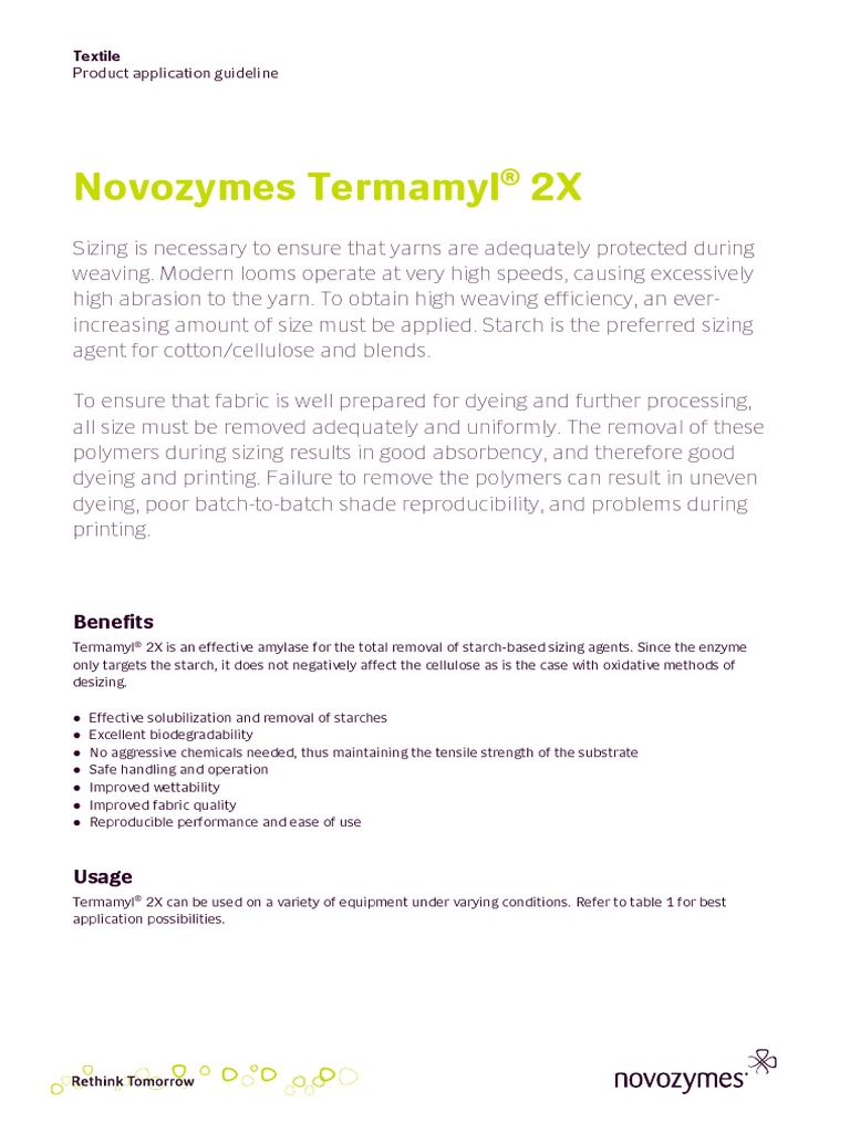 PAG - Termamyl 2X | PDF | Textiles | Dyeing